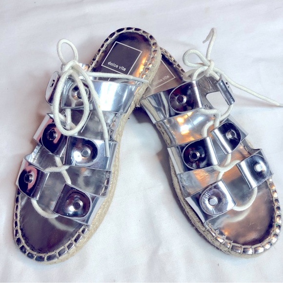 Dolce Vita | Shoes | Dolce Vita Vana Espadrille Metallic Silver Sandals ...